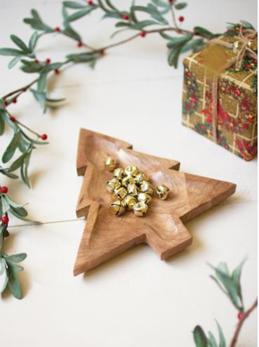 Carved Mango Wood Christmas Tree Platter - Etsy