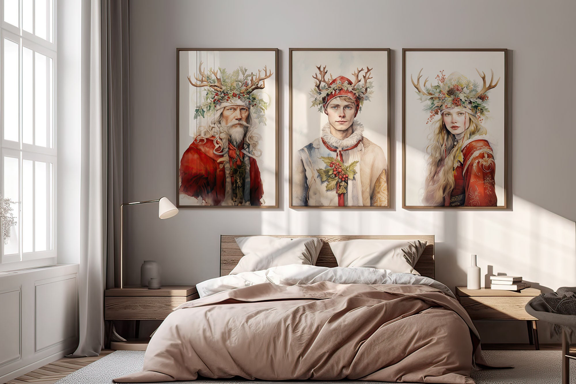 Nordic Yule Wall Art Printable Set of 3, Scandinavian Christmas ...