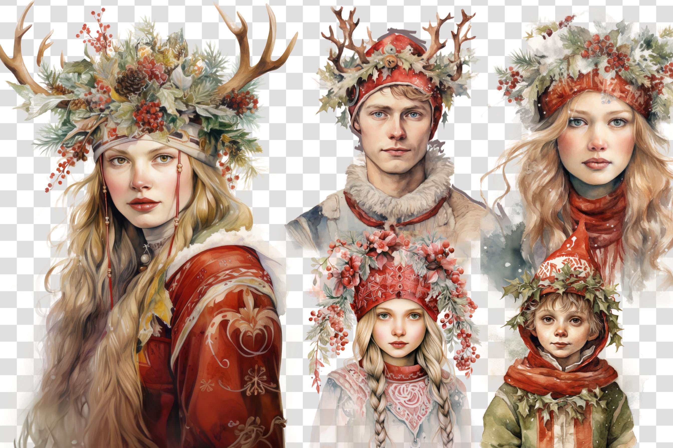 Nordic Yule Festive Folklore Clipart Bundle, Scandinavian Christmas ...