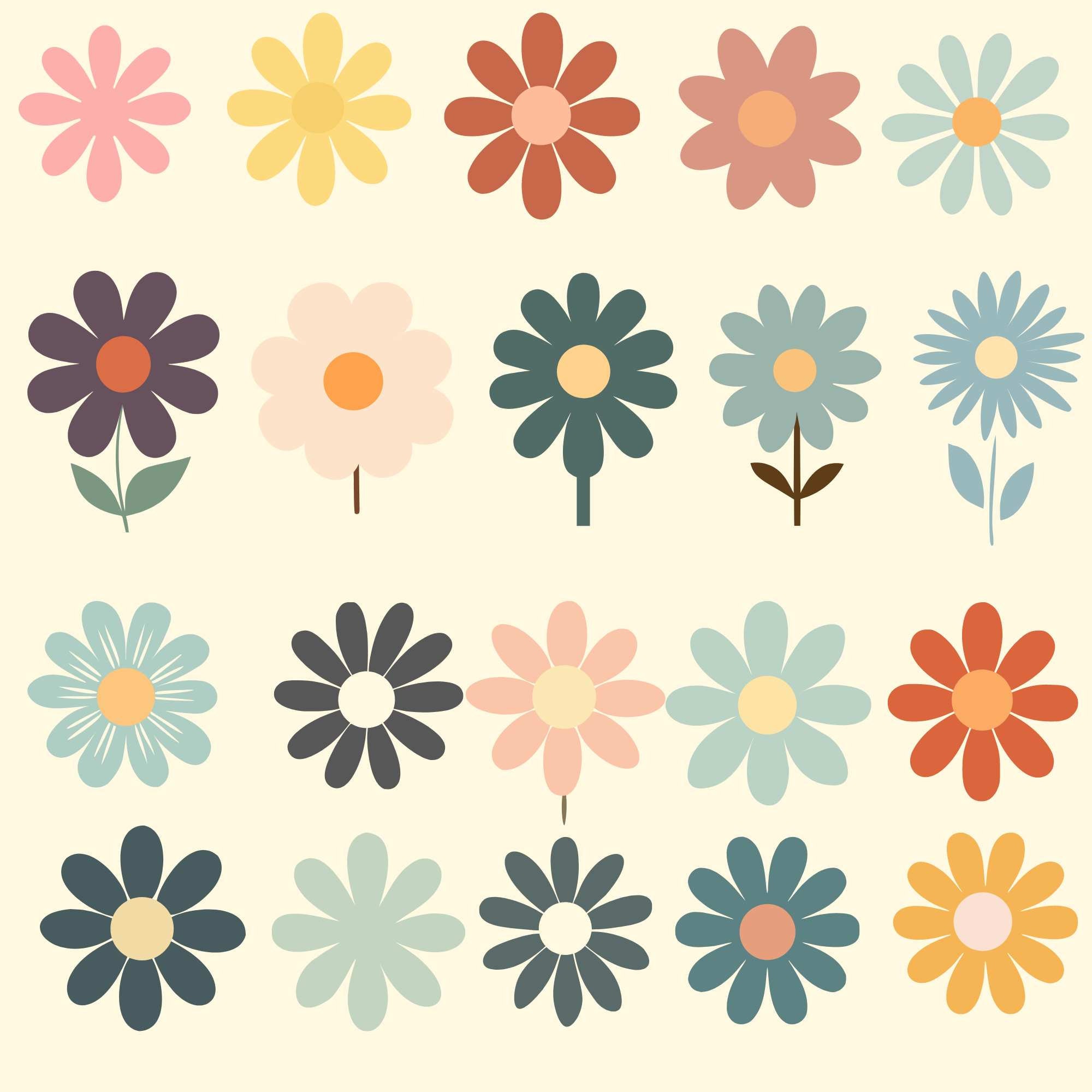 Daisy SVG Bundle, 50 Colorful Daisies Clipart for Cricut, Tumbler Wrap ...