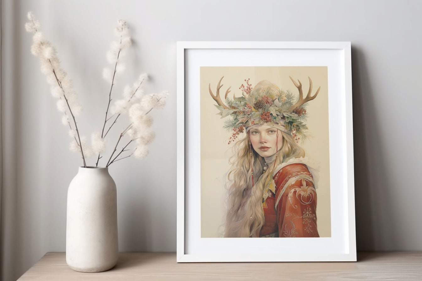 Nordic Yule Wall Art Printable Set of 3, Scandinavian Christmas ...