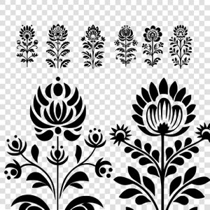 Folk Art Wildflower SVG Bundle, Scandinavian Clipart, Swedish Folkart ...