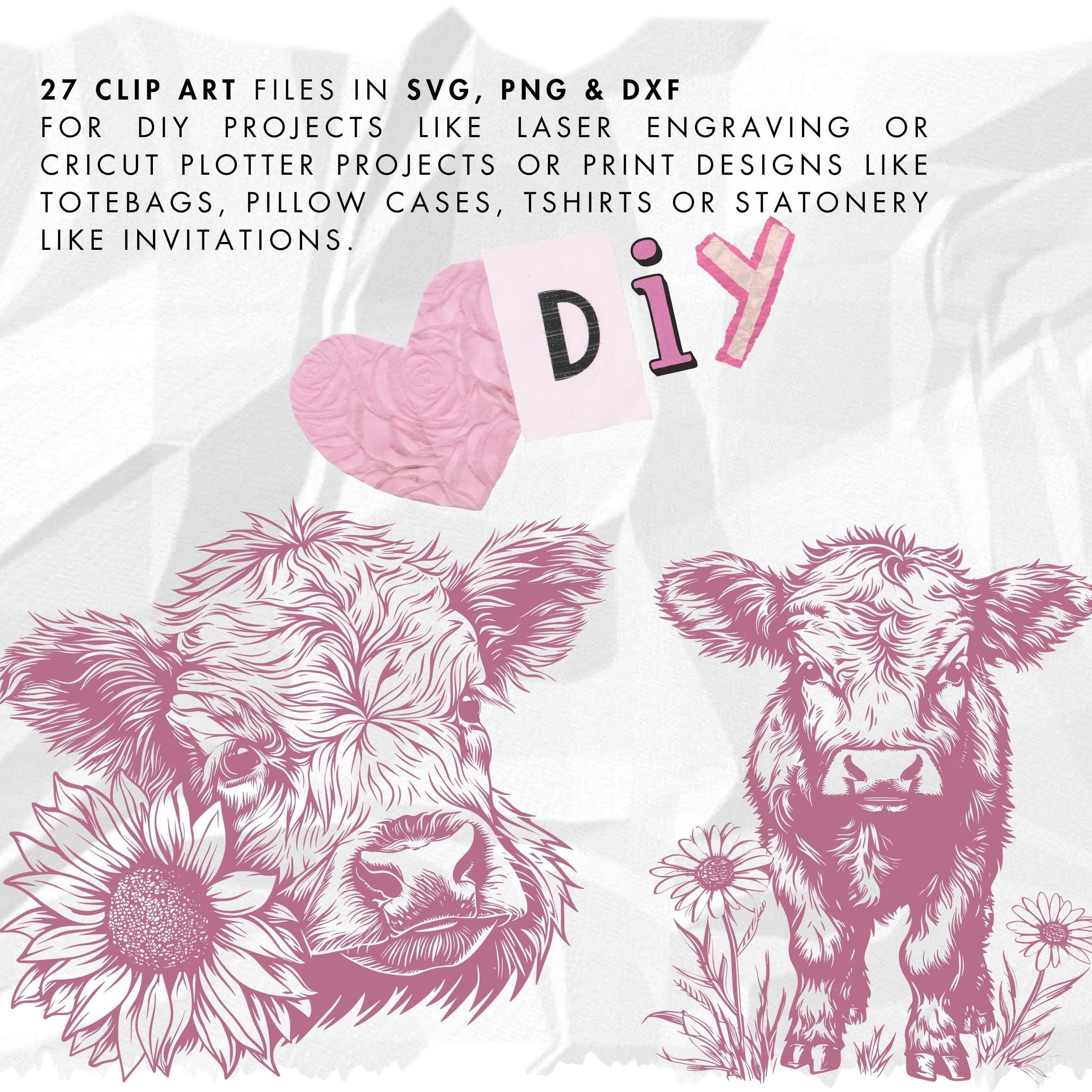 Floral Highland Cow Svg Bundle, 27 Highland Baby Cow Designs for Laser ...