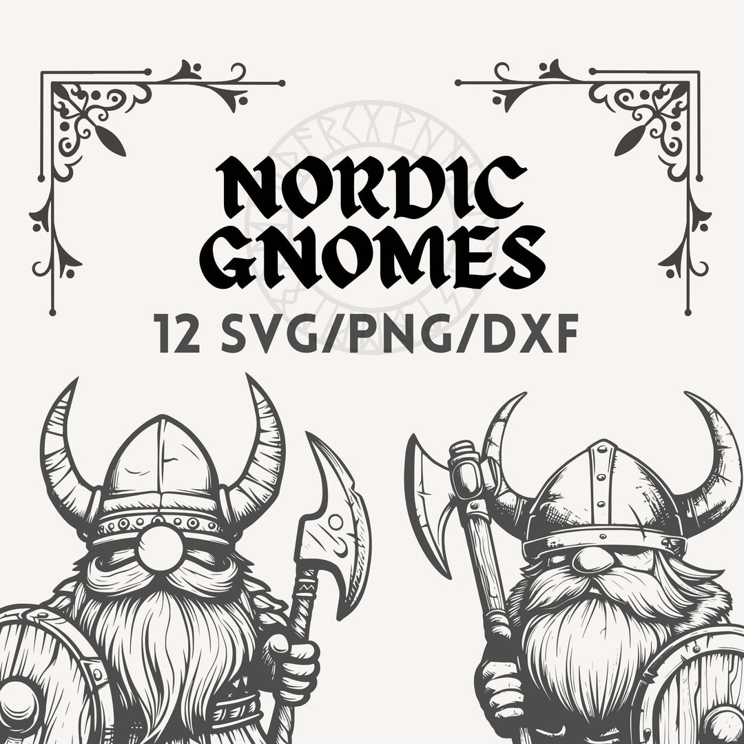 Nordic Gnome Vikings SVG Bundle, 12 SVG Cricut Viking Gnomes for ...