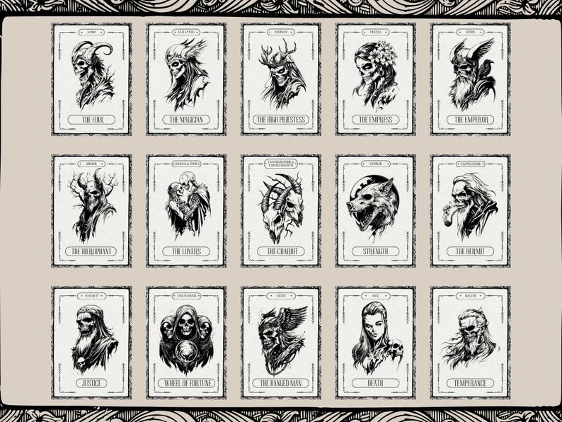 Norse Mythology Tarot Deck Featuring Skeleton Tarot Cards Inspired by ...