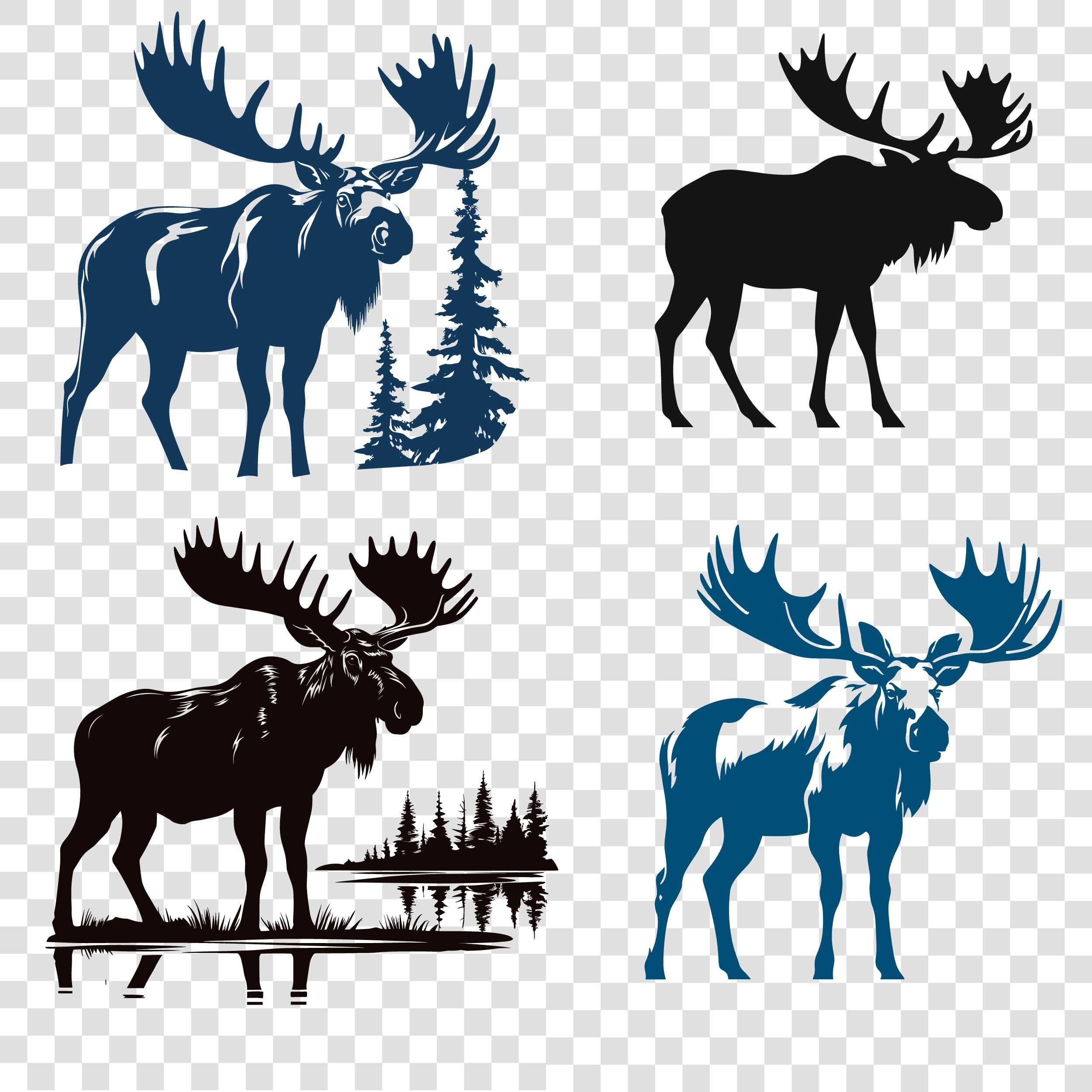 Moose Vector SVG PNG Bundle for Commercial Use, Cricut Nordic Clipart ...