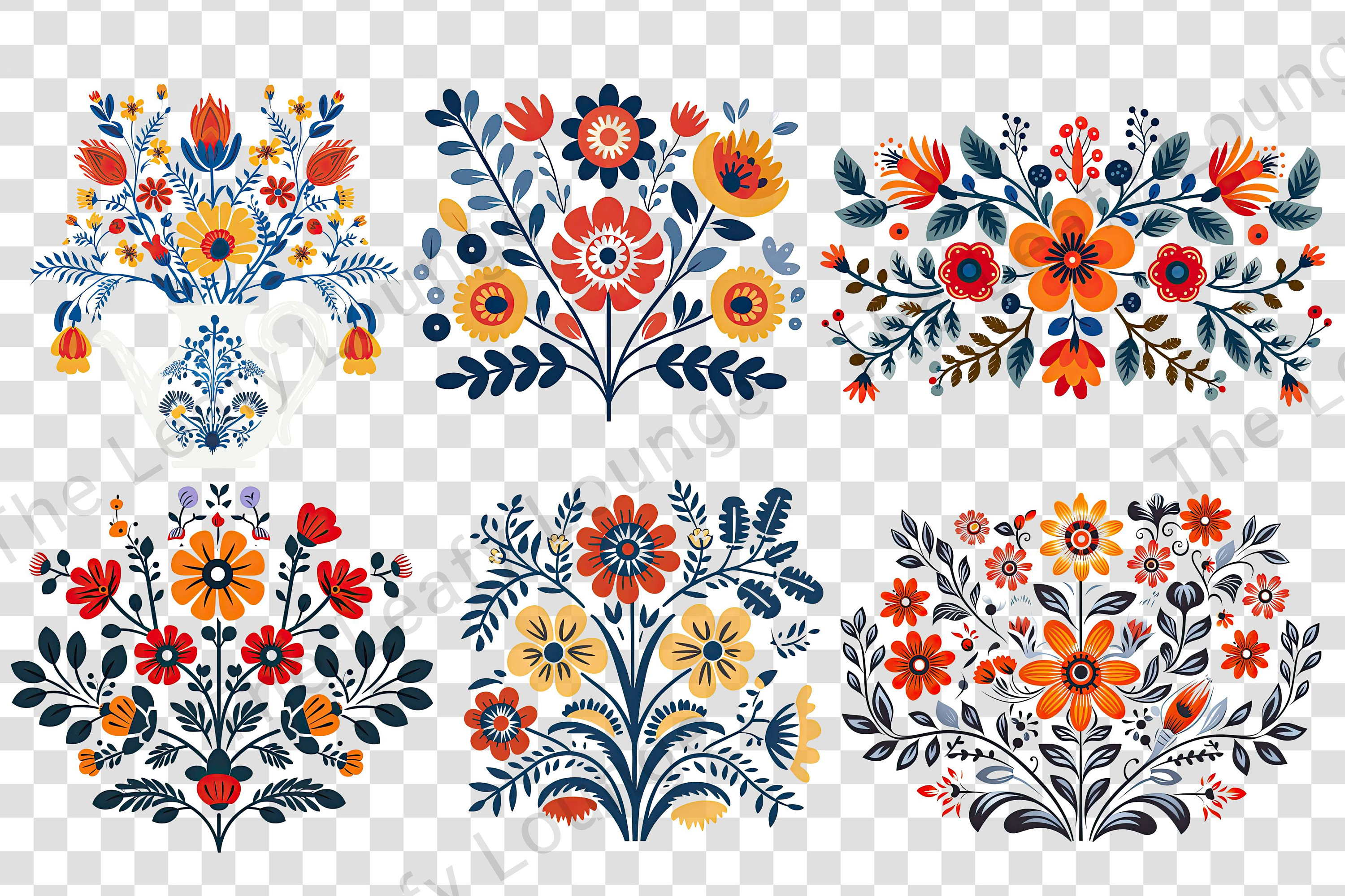 Nordic Floral Art Bouquet Instant Download Clipart - Etsy