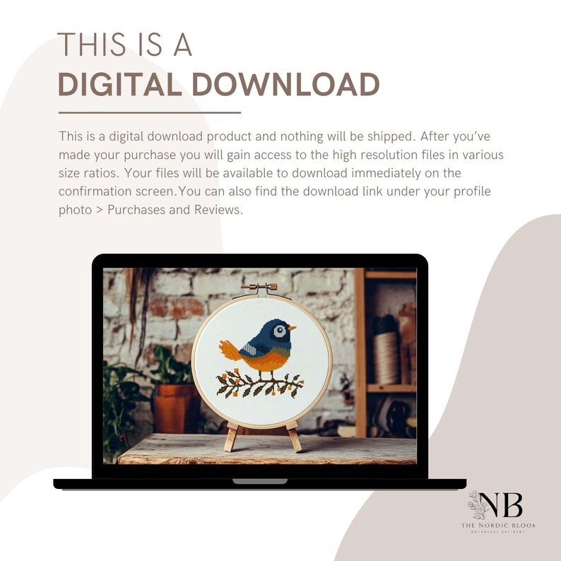 Cute Blue Bird Cross Stitch Pattern PDF Instant Download. Beginner ...