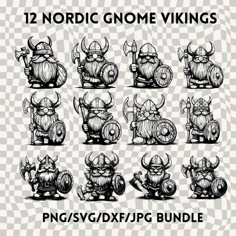 Nordic Gnome Vikings SVG Bundle, 12 SVG Cricut Viking Gnomes for ...