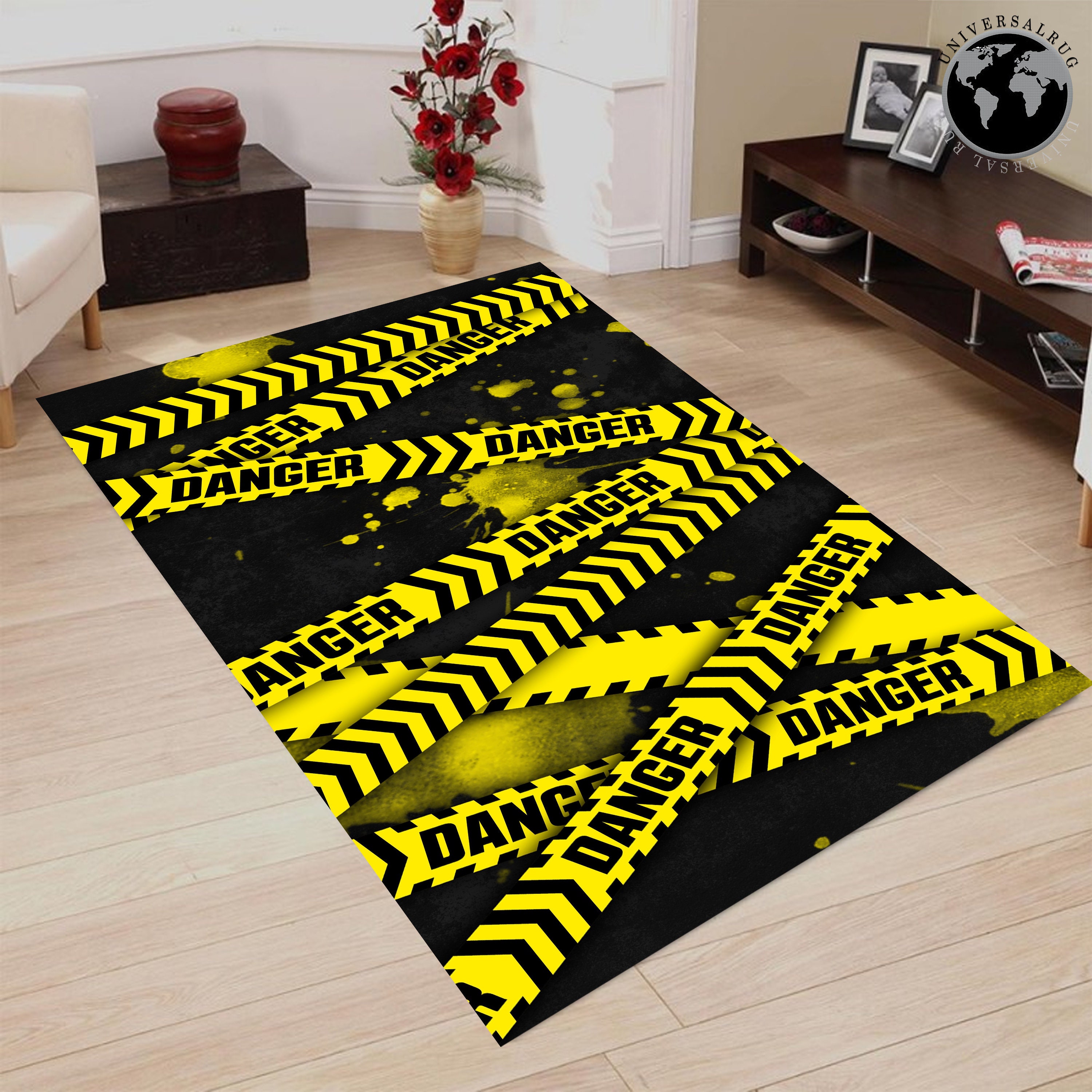 Danger Background Rug, Danger Rug, Danger Caution Stripe Post ...