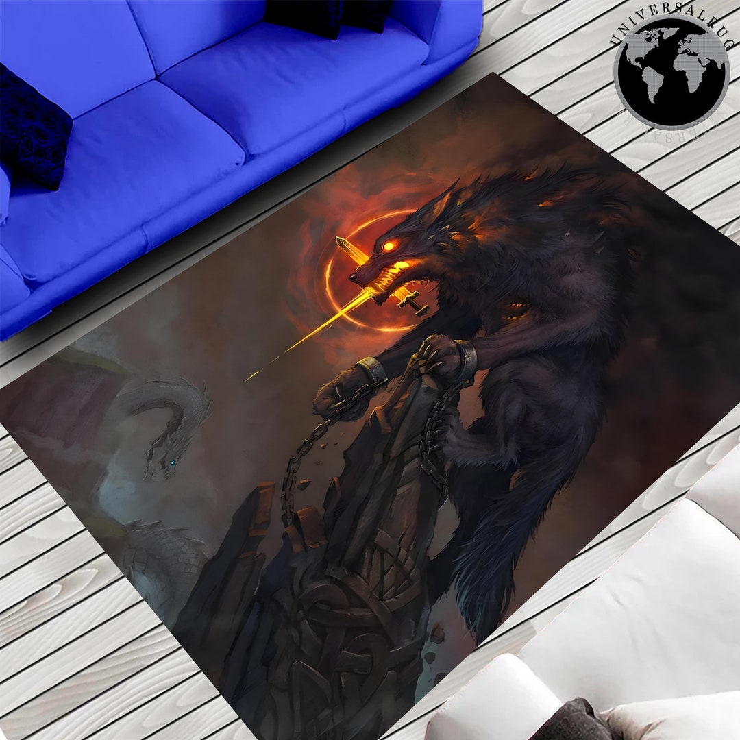Wolf Rug, Nordic Rug, Fenrir Rug, Fenrir Theme Rug, Fenrir Pattern Rug ...