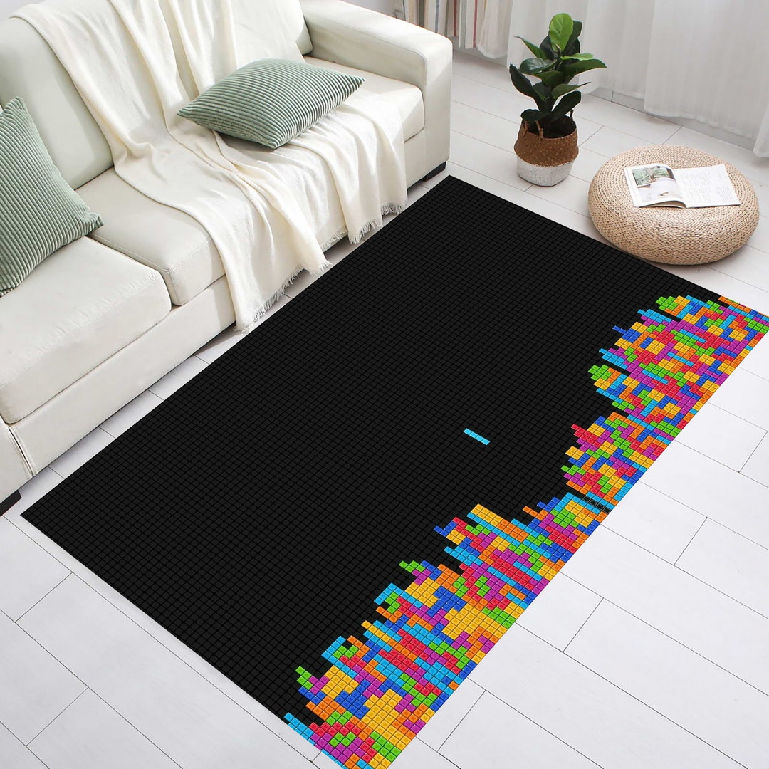 Tetris, Tetris Rug, Tetris Area Rug, Colorful Tetris Rug, Game Room Rug ...