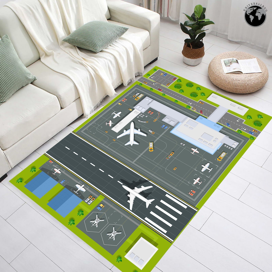 Airport Map Rug, Runway Rug, Airport Decor Rug, Plane Rug, Apron Rug ...