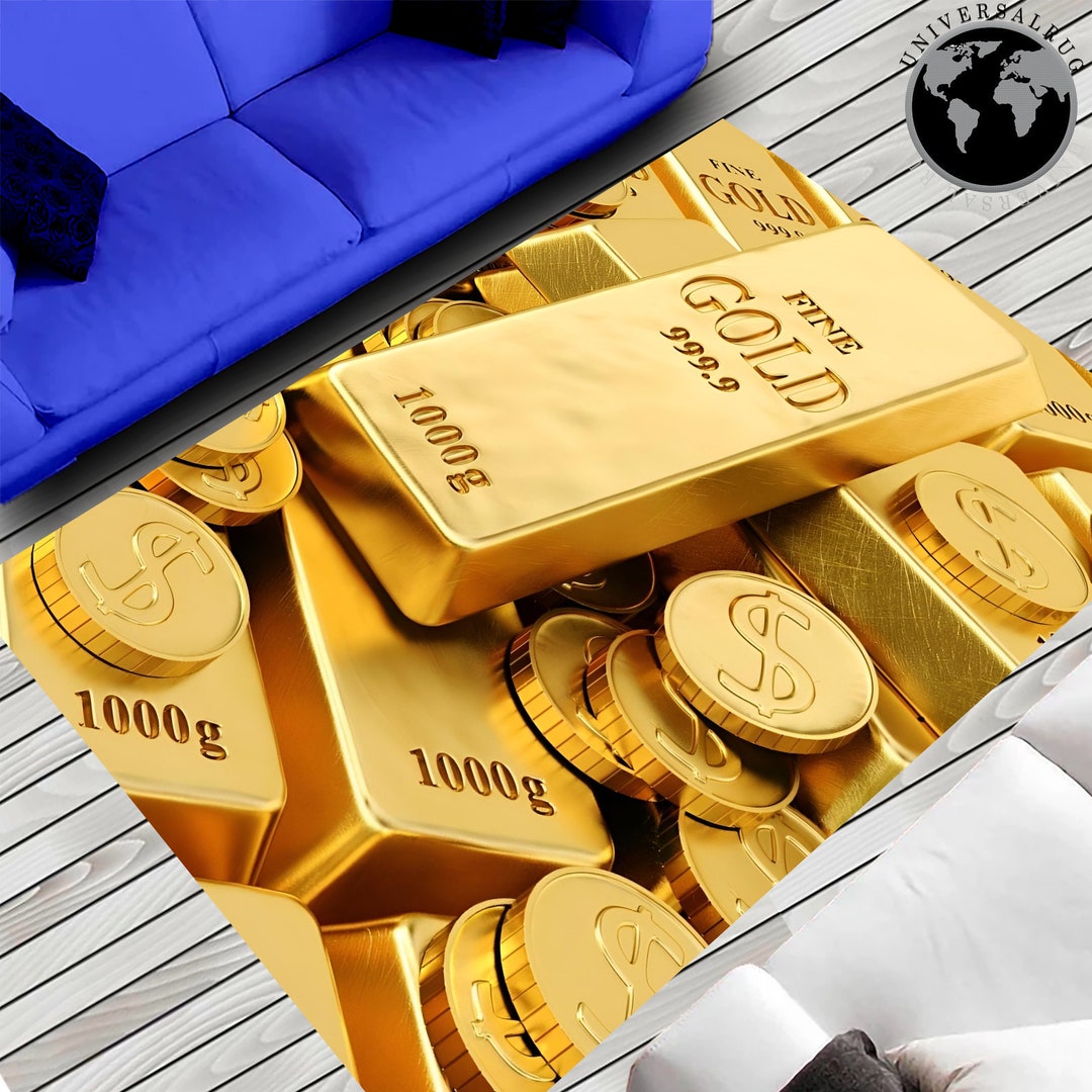 Gold, Gold Rug, Gold Theme Rug, Gold Design Rug, Gift for Trader ...