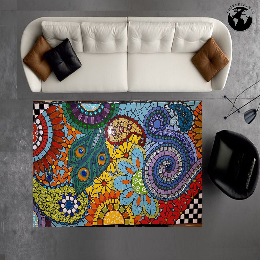 Mosaic Rug, Mosaic Design Rug, Mosaic Themed Rug, Art Rug, Living Room ...