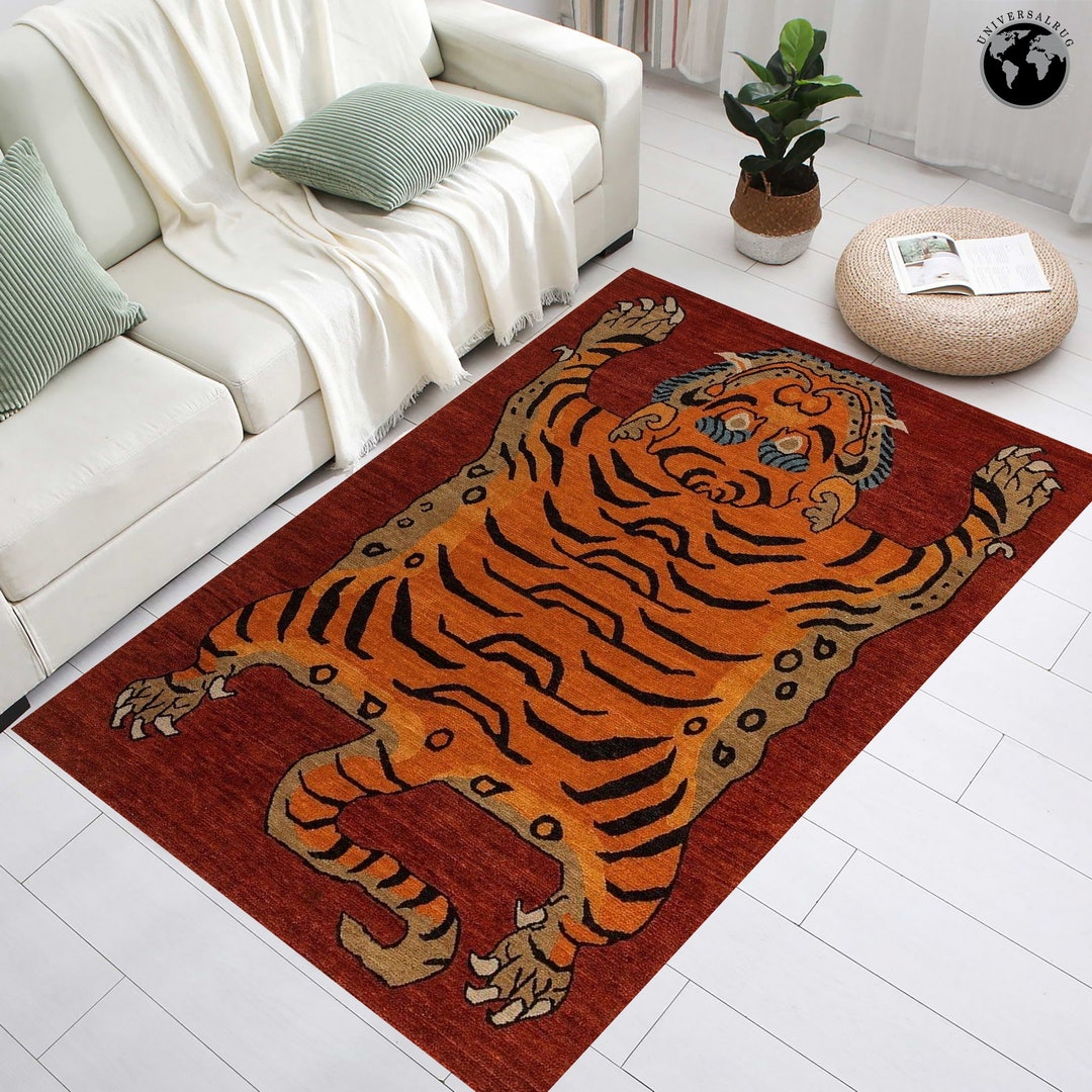 Tibetan Tiger Rug, Tiger Rug,animal Rug, Japanese Tiger Painting, Tiger ...