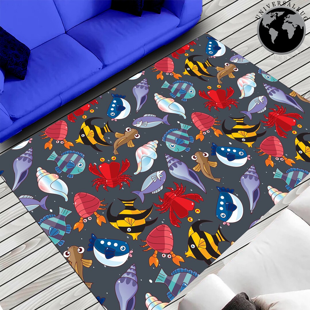 Underwater Animals, Underwater Animals Rug, Fish Rug, Crab Rug ...