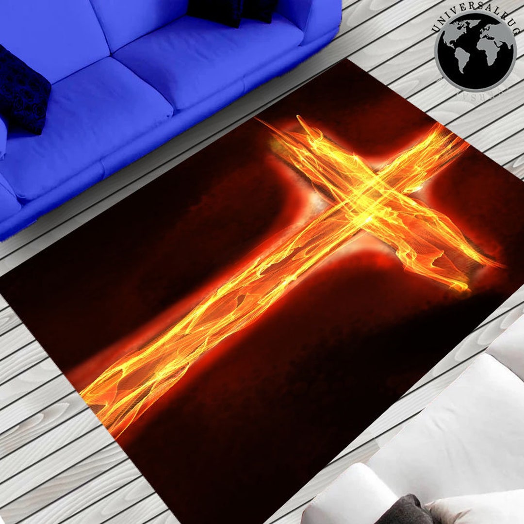 Red the Cross of Christ, Sign of the Cross Rug, Christian Rug, Catholic ...