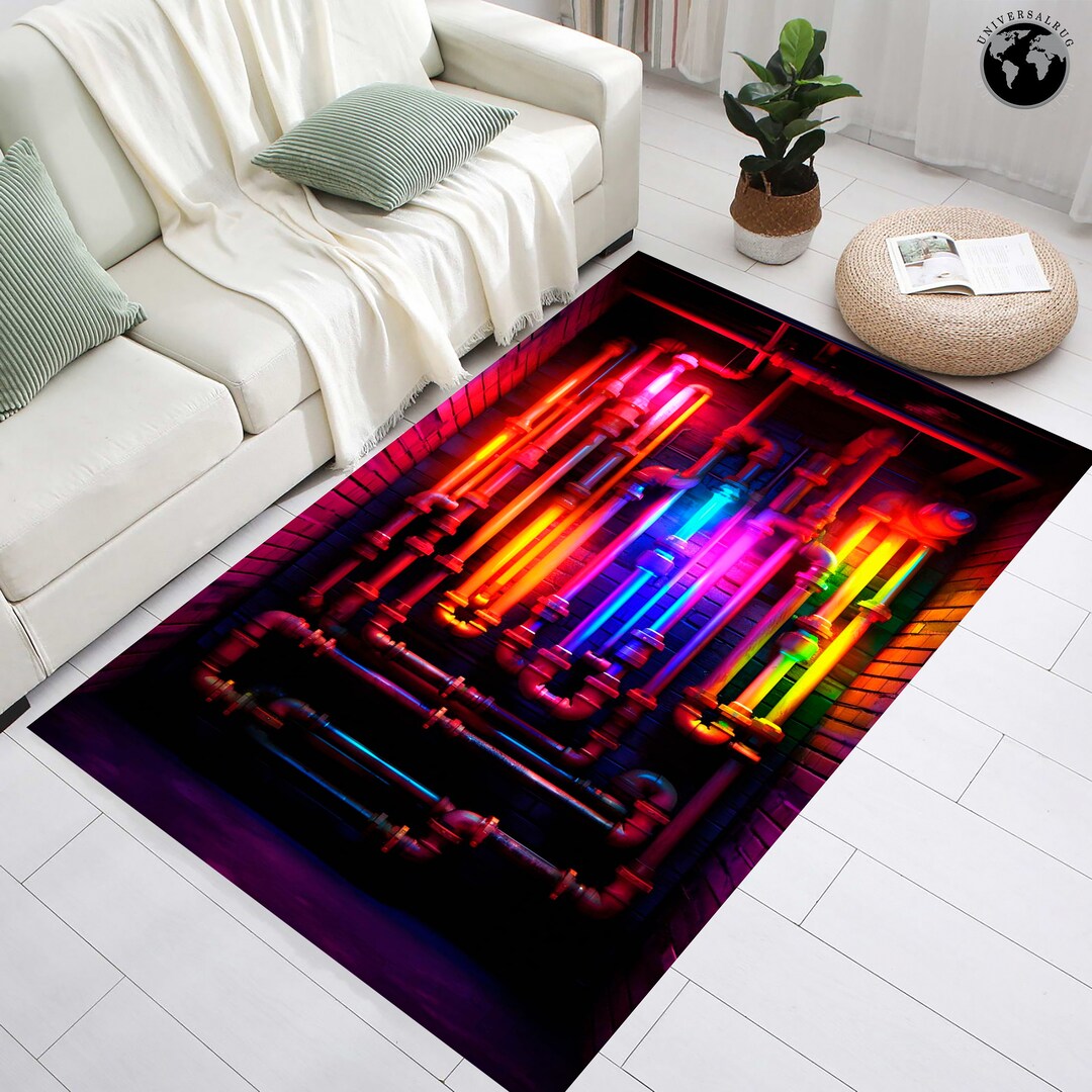 3D Neon Lights Rug, Neon Rug, Gaming Illusion Rug, E-spor Rug, Gaming ...
