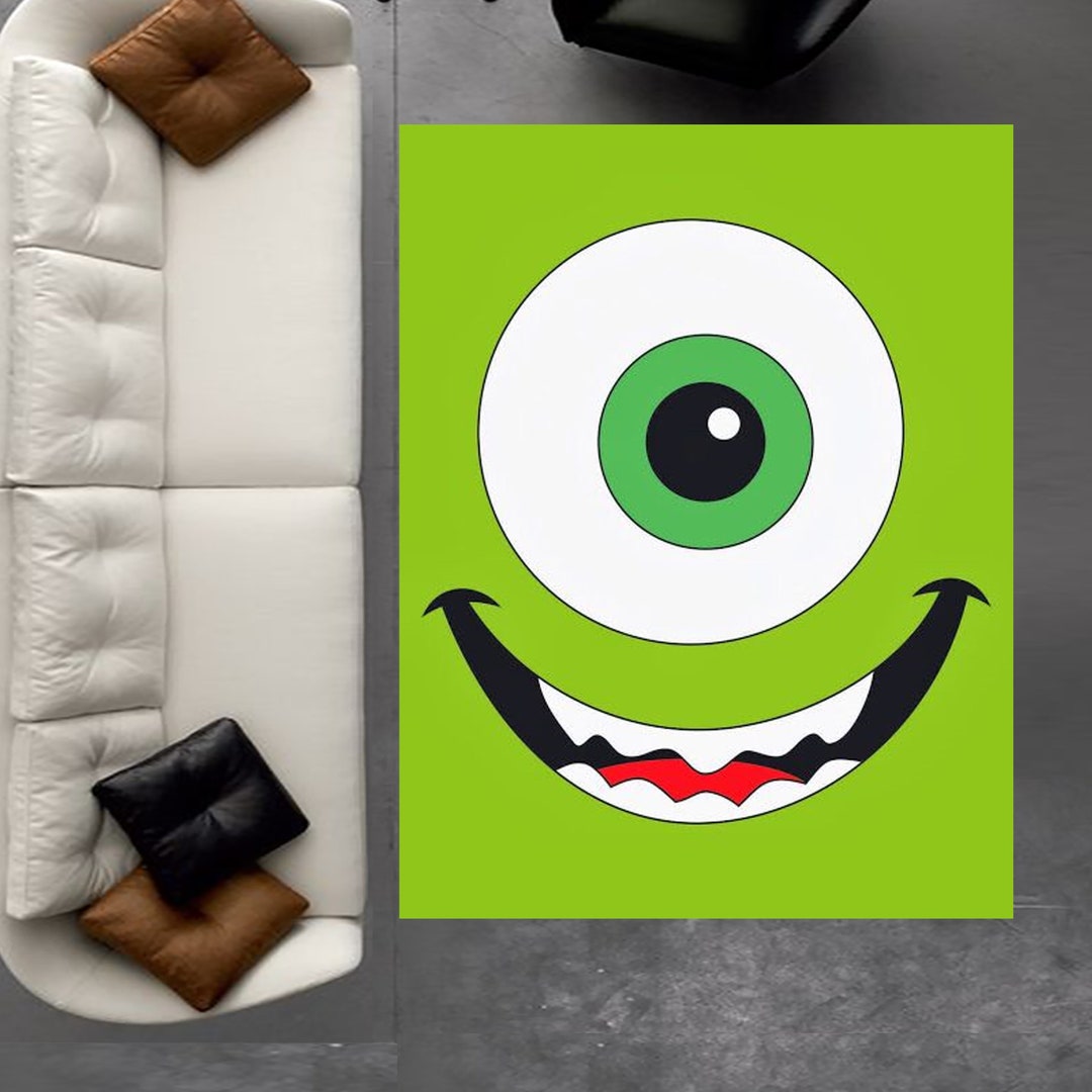 Monster Rug, One Eyed Monster Rug, Green Monster Rug, Green Rug, Living ...