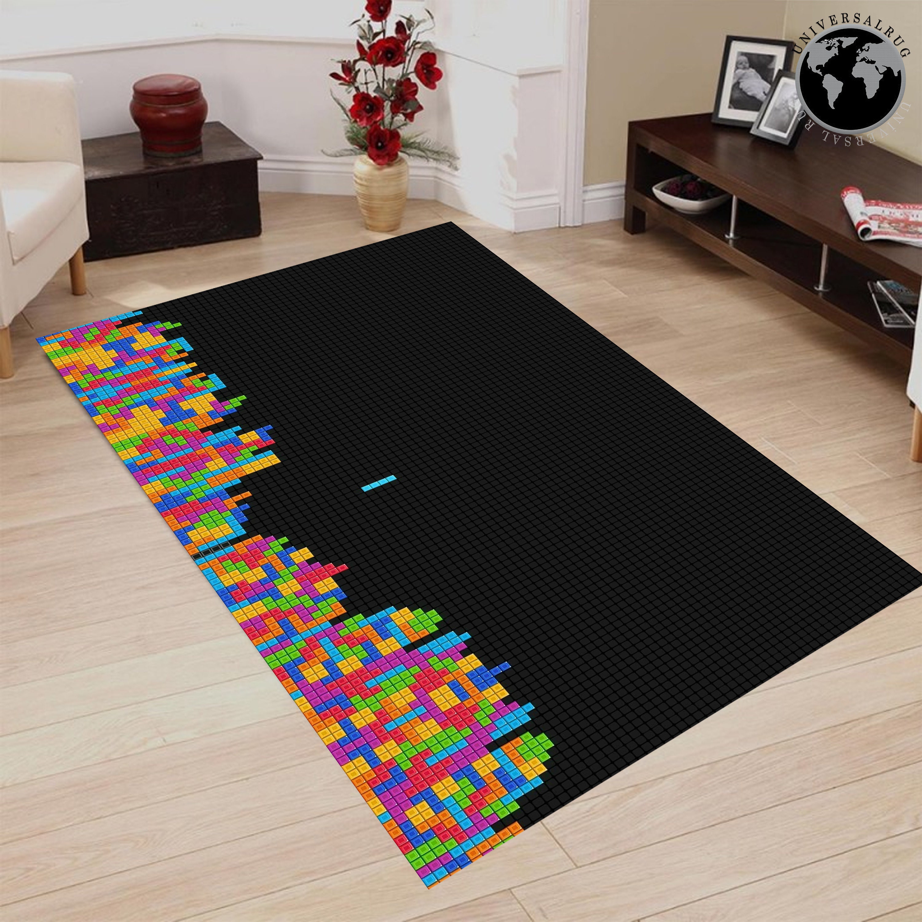 Tetris, Tetris Rug, Tetris Area Rug, Colorful Tetris Rug, Game Room Rug ...