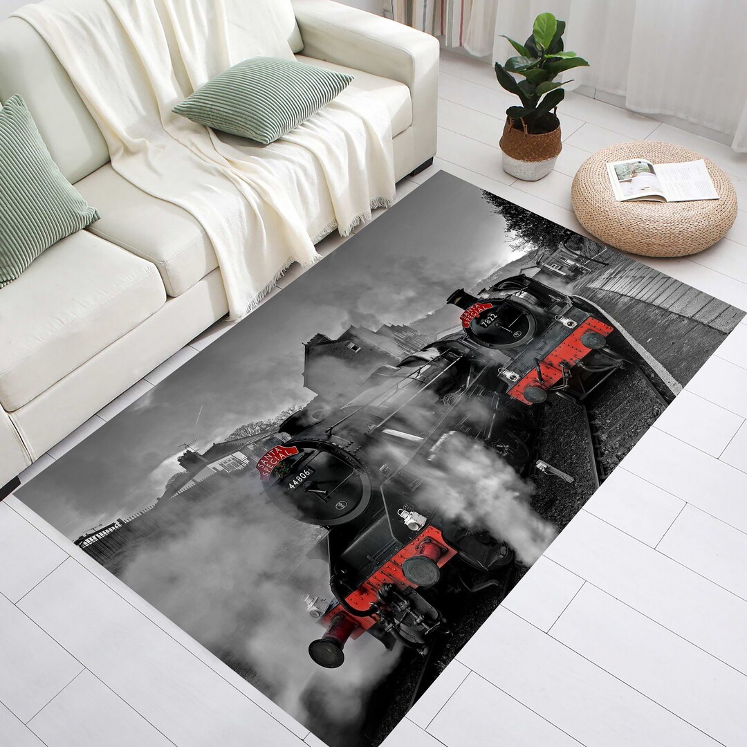 Train Rug,train Themed Rug,railway Rug,locomotive Trains Rug,nostalgic ...