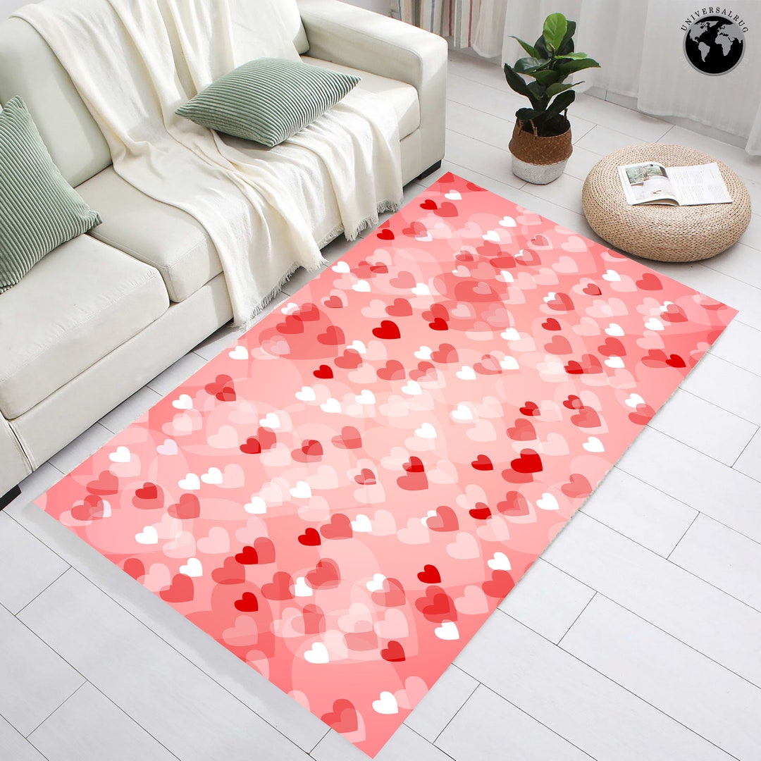 Red Heart Rug, Heart Rug, Valentine's Day Gift, Love Rug, Heart Theme ...