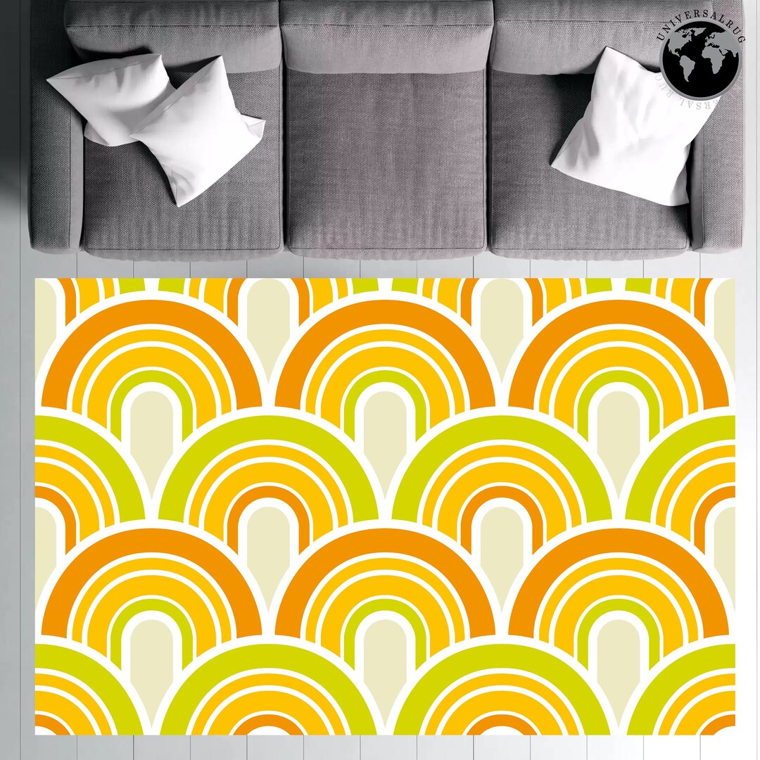 Wave Rug, Wave Paintin Rug, Wave Pattern Rug, Retro Rug, Rainbow Rug ...