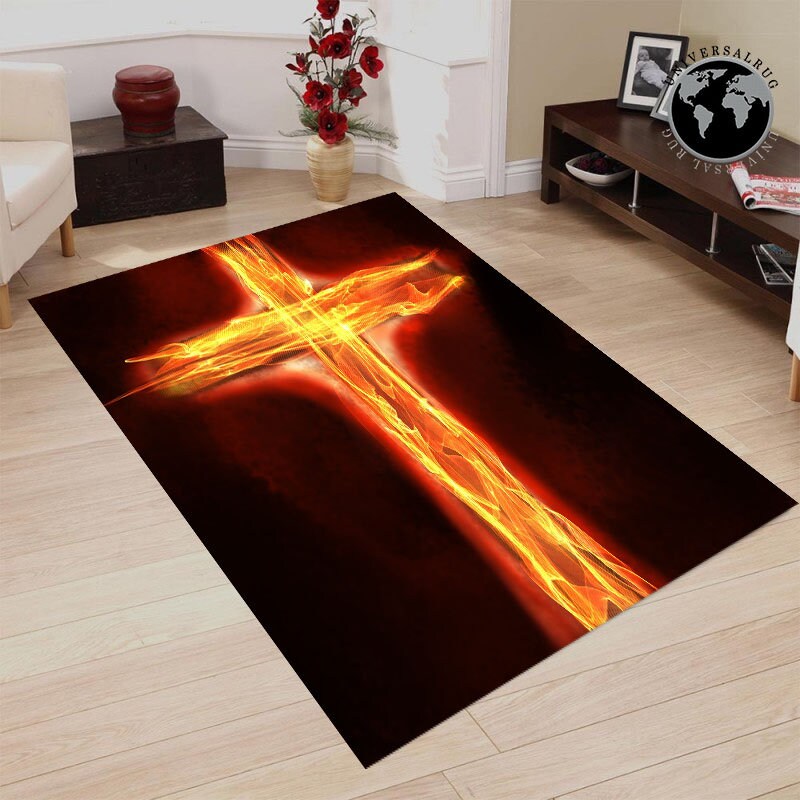 Red the Cross of Christ, Sign of the Cross Rug, Christian Rug, Catholic ...
