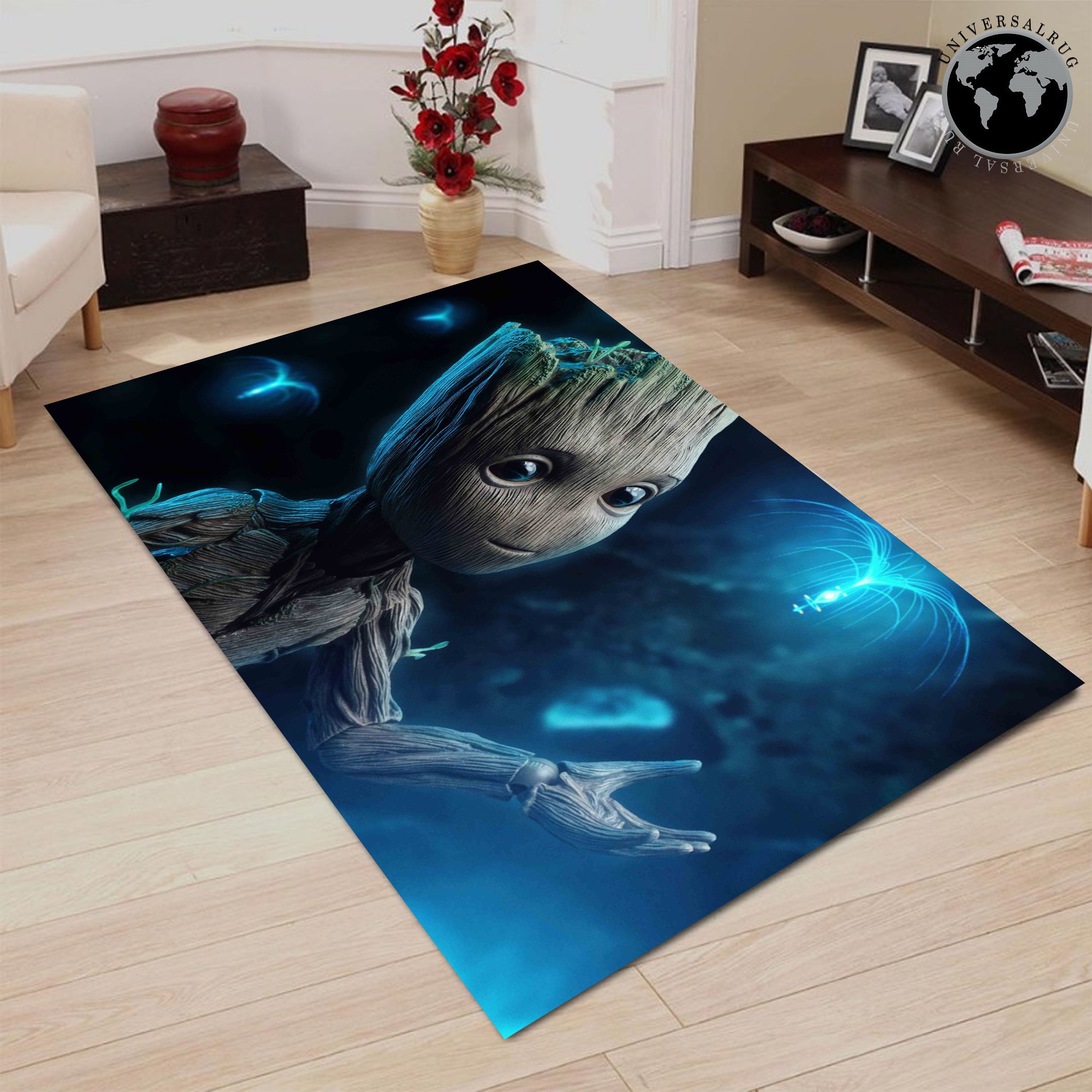 Baby Groot Rug, Blue Rug, Groot Rug for Kids, Cartoon Rug, Avengers ...