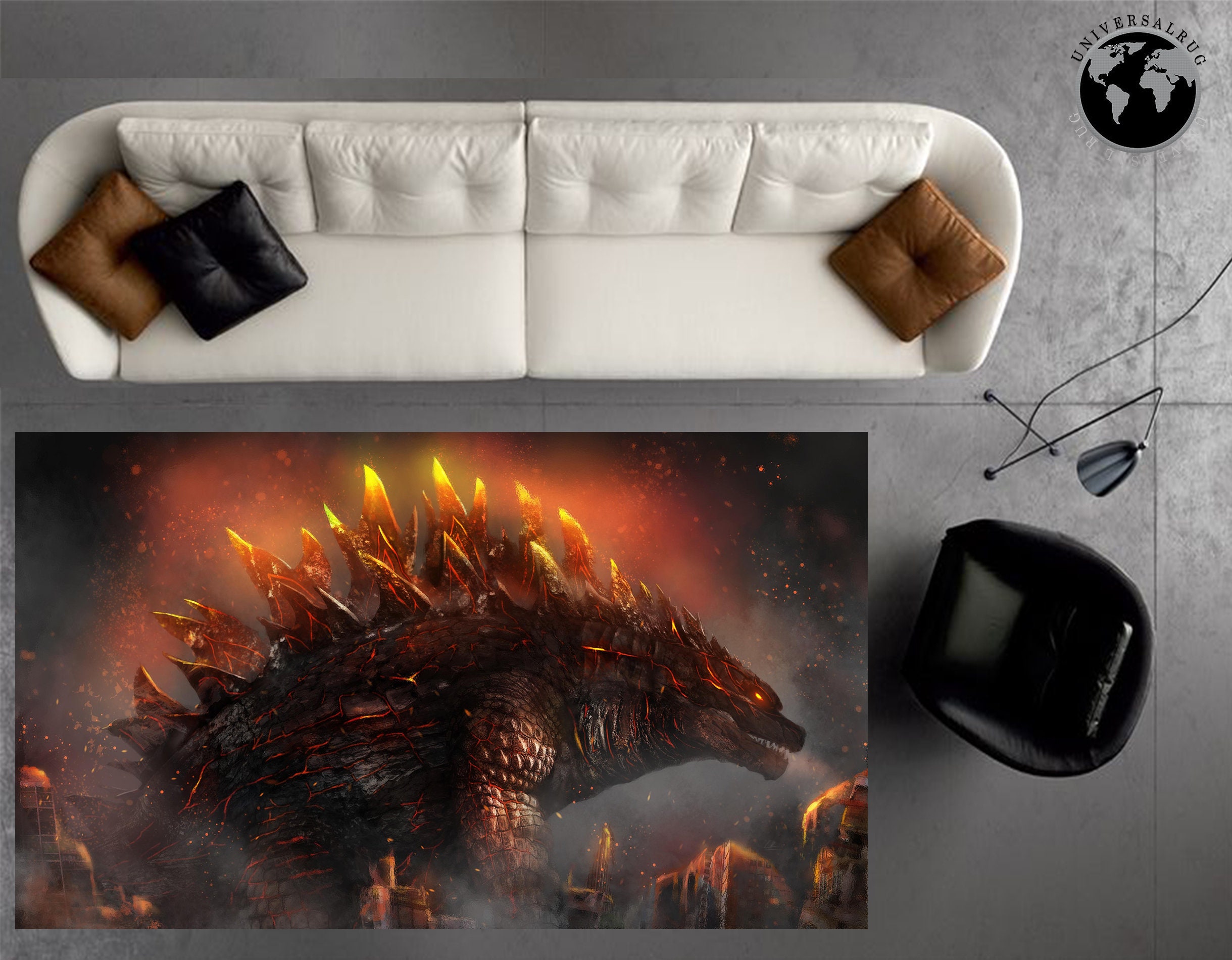 Godzilla Rug,godzilla Themed Rug,godzilla Design Rug,godzilla Pattern ...