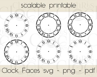 Clock Face SVG PNG PDF in 4 Different Versions Printable Scalable - Etsy