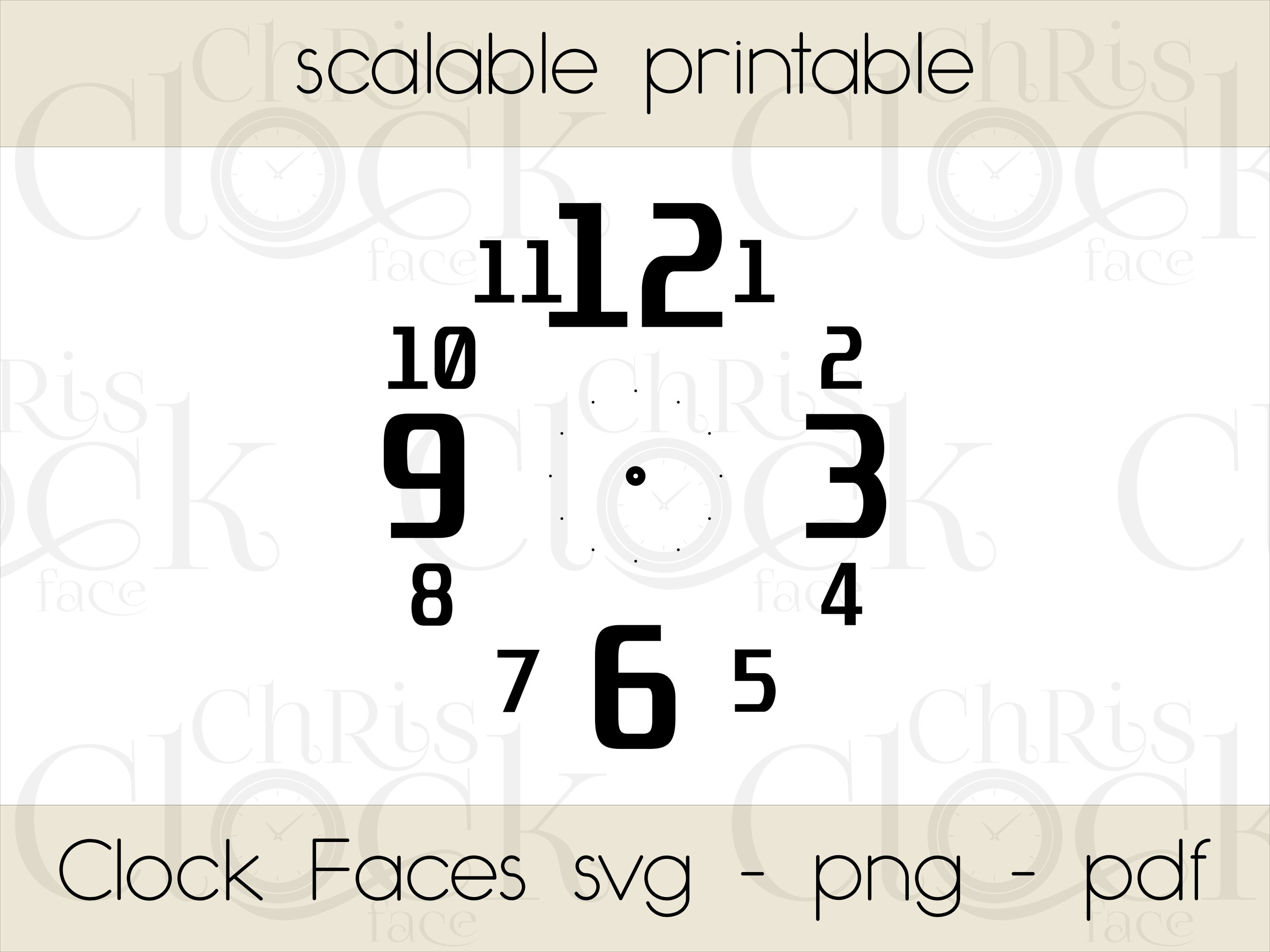 Scalable Printable Clock Face SVG PNG PDF - Etsy