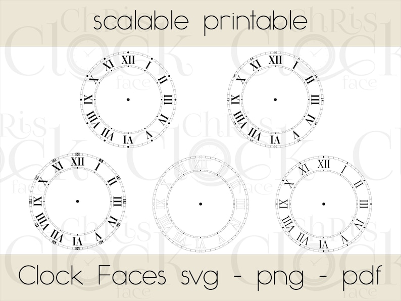 Clock Face Roman Numerals SVG PNG PDF Scalable/printable - Etsy