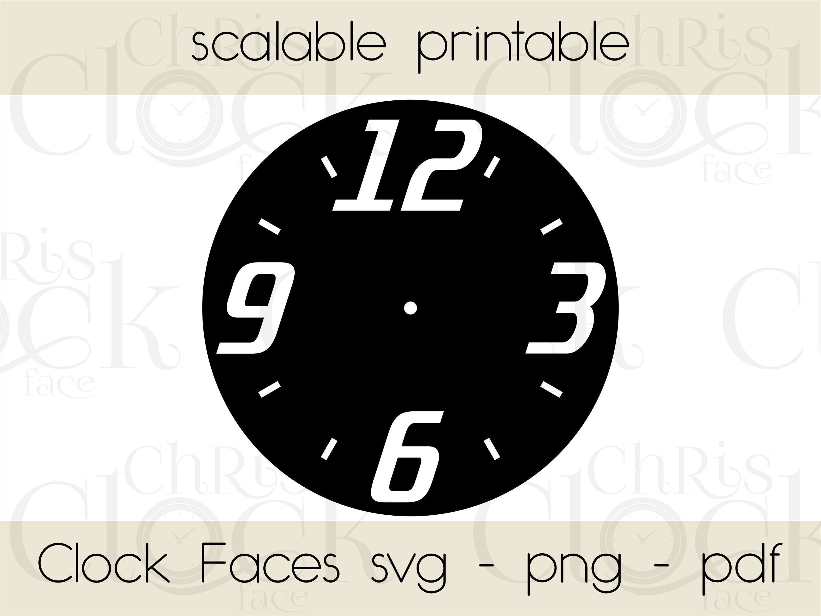 Scalable Printable Clock Face SVG PNG PDF - Etsy