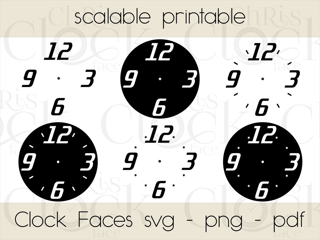 Scalable Printable Clock Face SVG PNG PDF - Etsy
