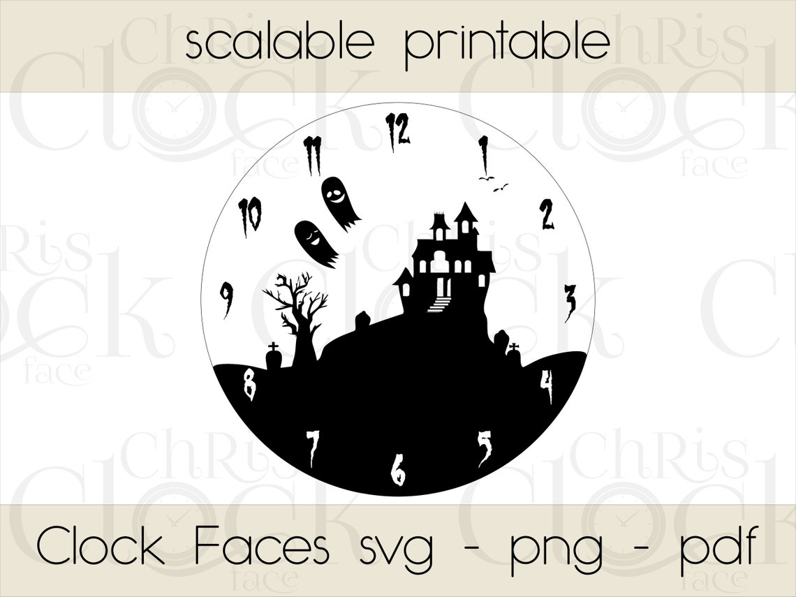 Halloween Clock Face SVG PNG PDF - Etsy