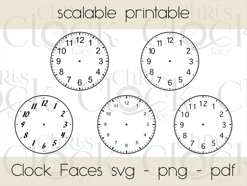 Clock Face SVG PNG PDF - Etsy