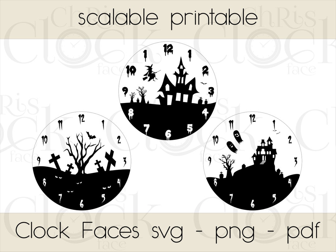 Halloween Clock Face SVG PNG PDF - Etsy