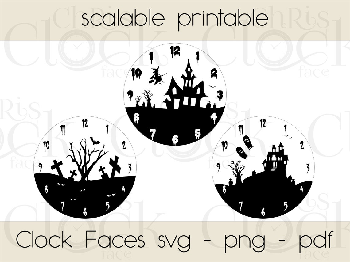 Halloween Clock Face SVG PNG PDF - Etsy