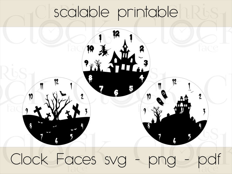 Halloween Clock Face SVG PNG PDF - Etsy