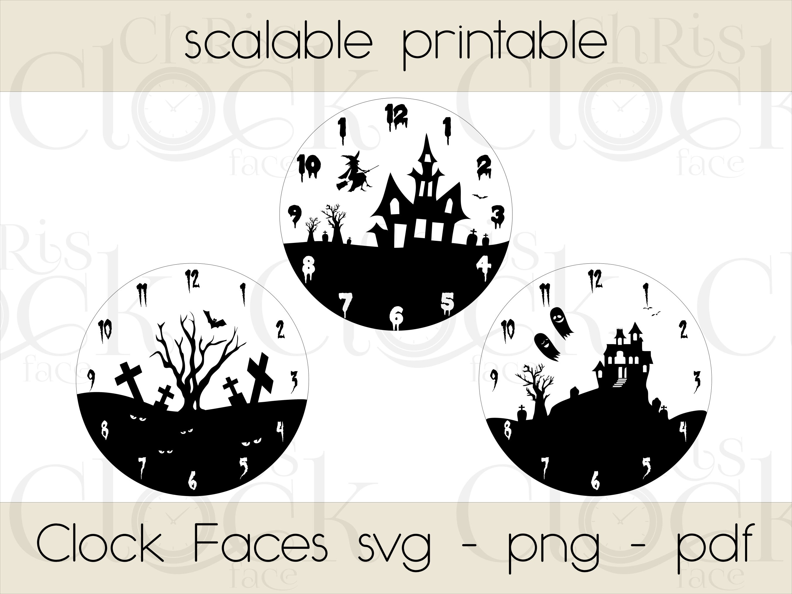 Halloween Clock Face SVG PNG PDF - Etsy