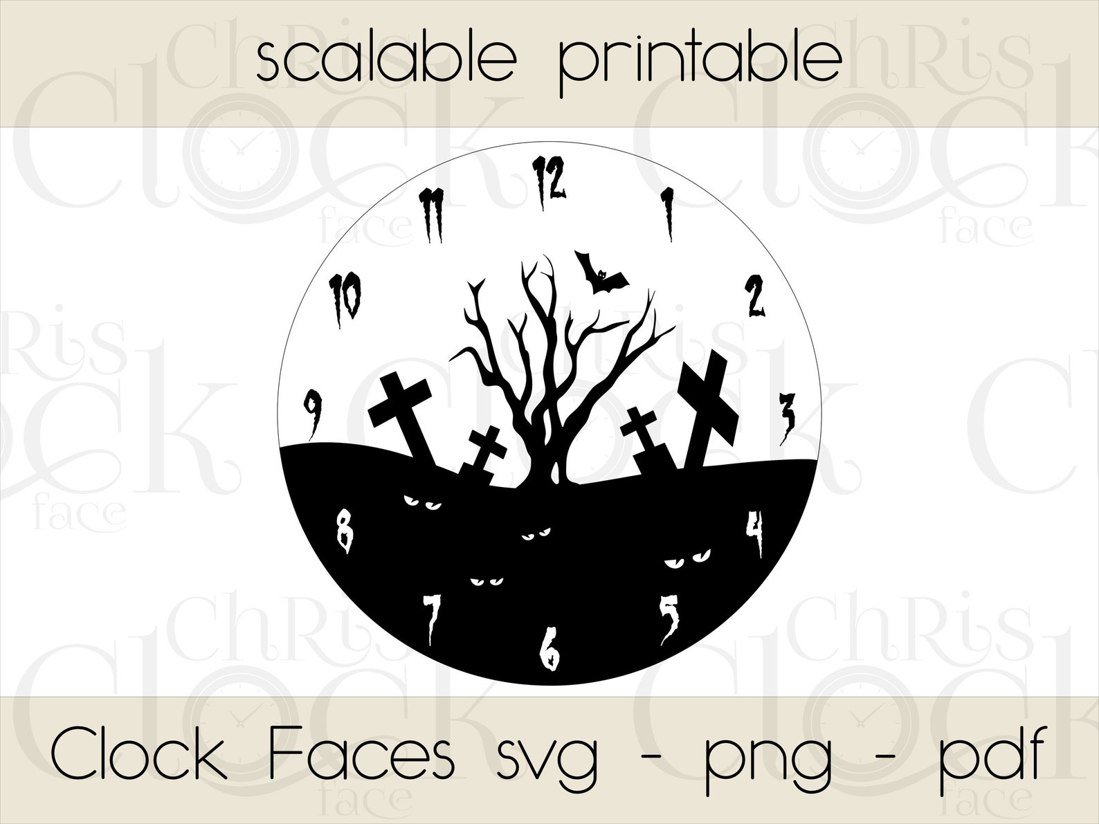 Halloween Clock Face SVG PNG PDF - Etsy