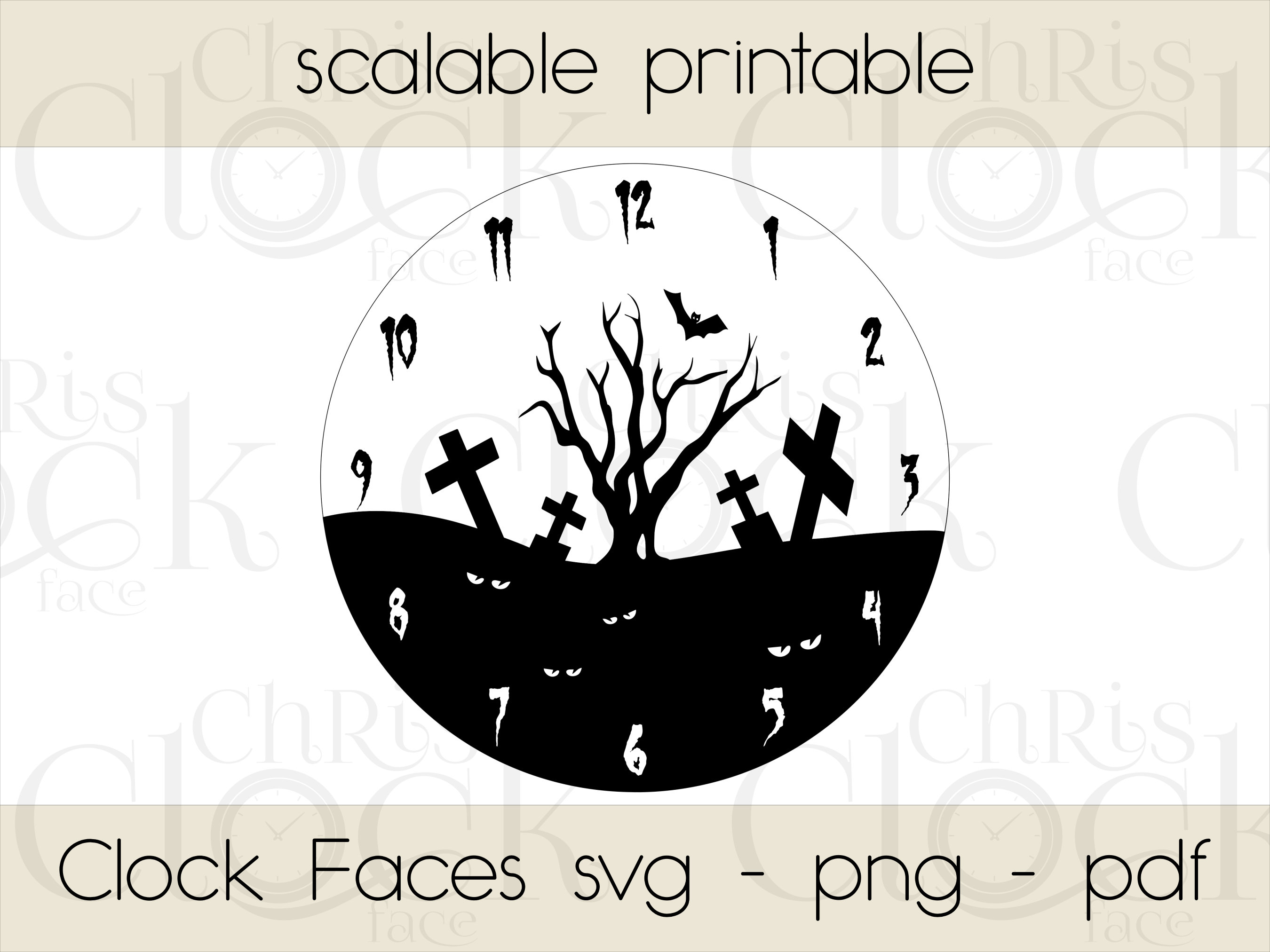 Halloween Clock Face SVG PNG PDF - Etsy