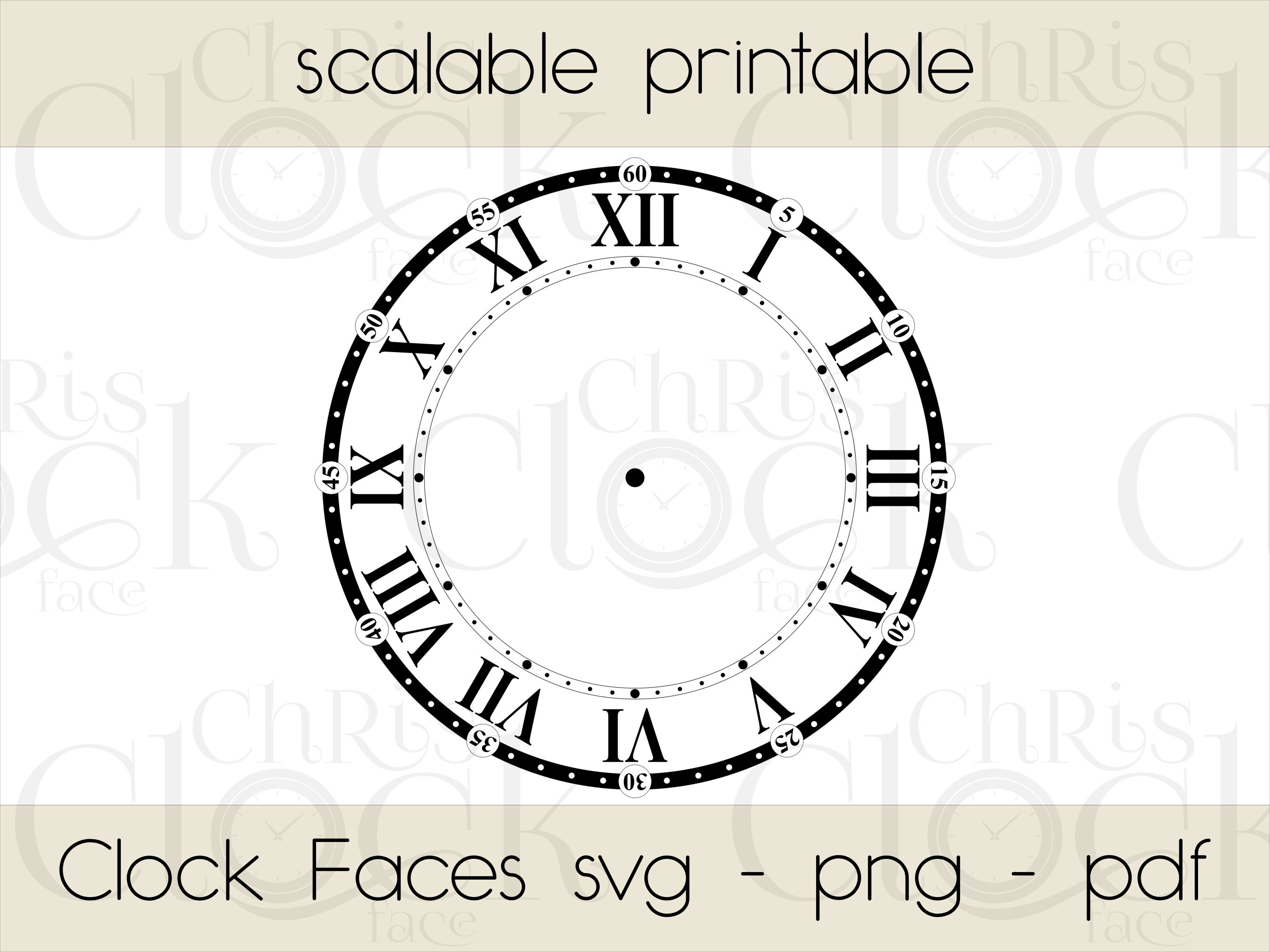 Clock Face Roman Numeral SVG PNG PDF Scalable/printable - Etsy