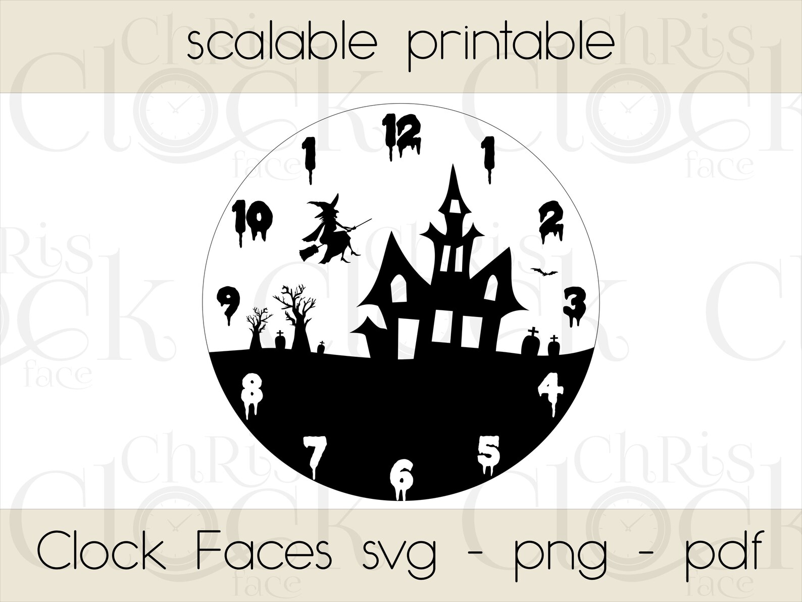 Halloween Clock Face SVG PNG PDF - Etsy