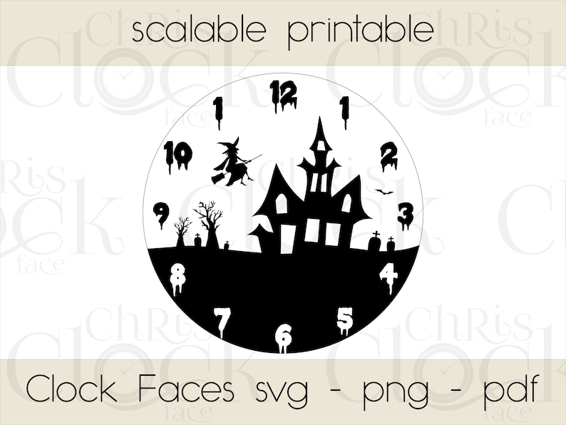 Halloween Clock Face SVG PNG PDF - Etsy