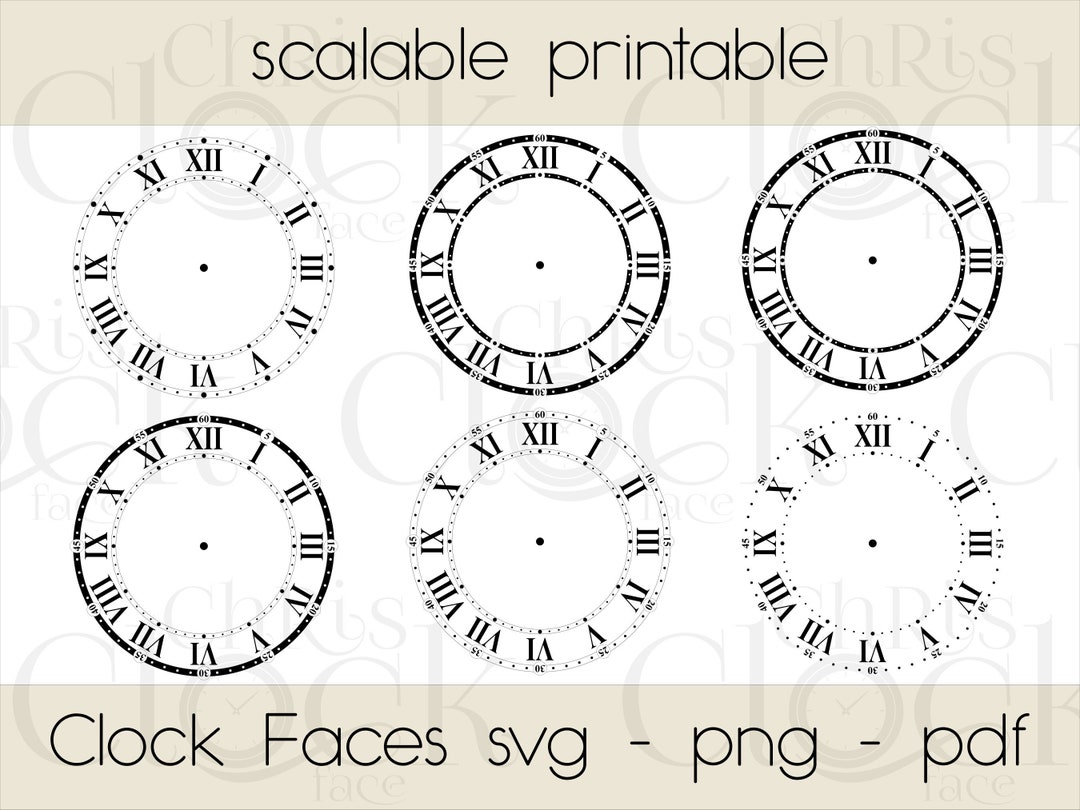 Clock Face Roman Numeral SVG PNG PDF Scalable/printable - Etsy