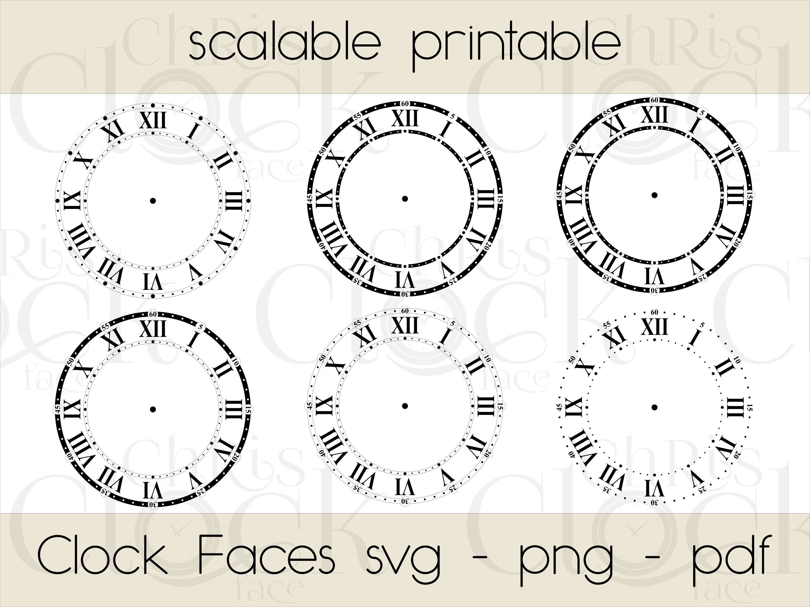Clock Face Roman Numeral SVG PNG PDF Scalable/printable - Etsy