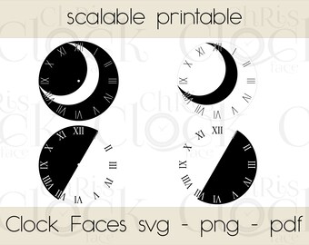 Clock Face SVG PNG PDF in 4 Different Versions Printable Scalable - Etsy